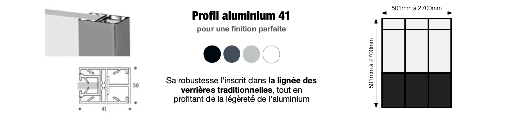 Verrière fixe, posée au sol, ouverte sur 1 côté